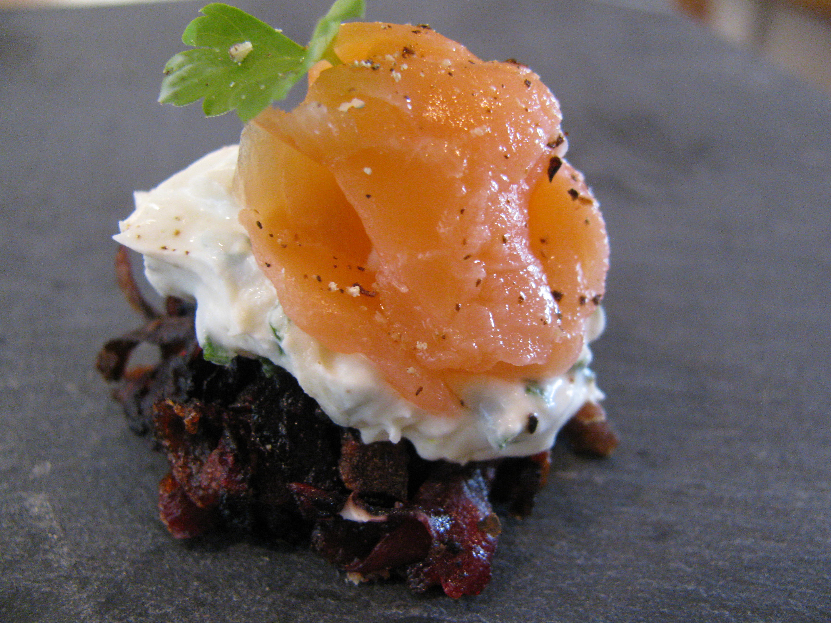 BEETROOT ROSTI with HORSERADISH CRÈME FRAICHE and SMOKED VENISON (OR ...